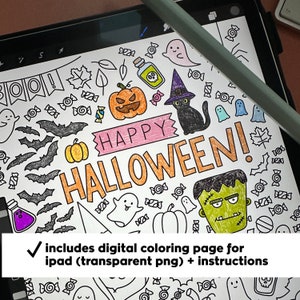 Halloween Coloring Pages Poster Printable, Kids Activity, Witch ...