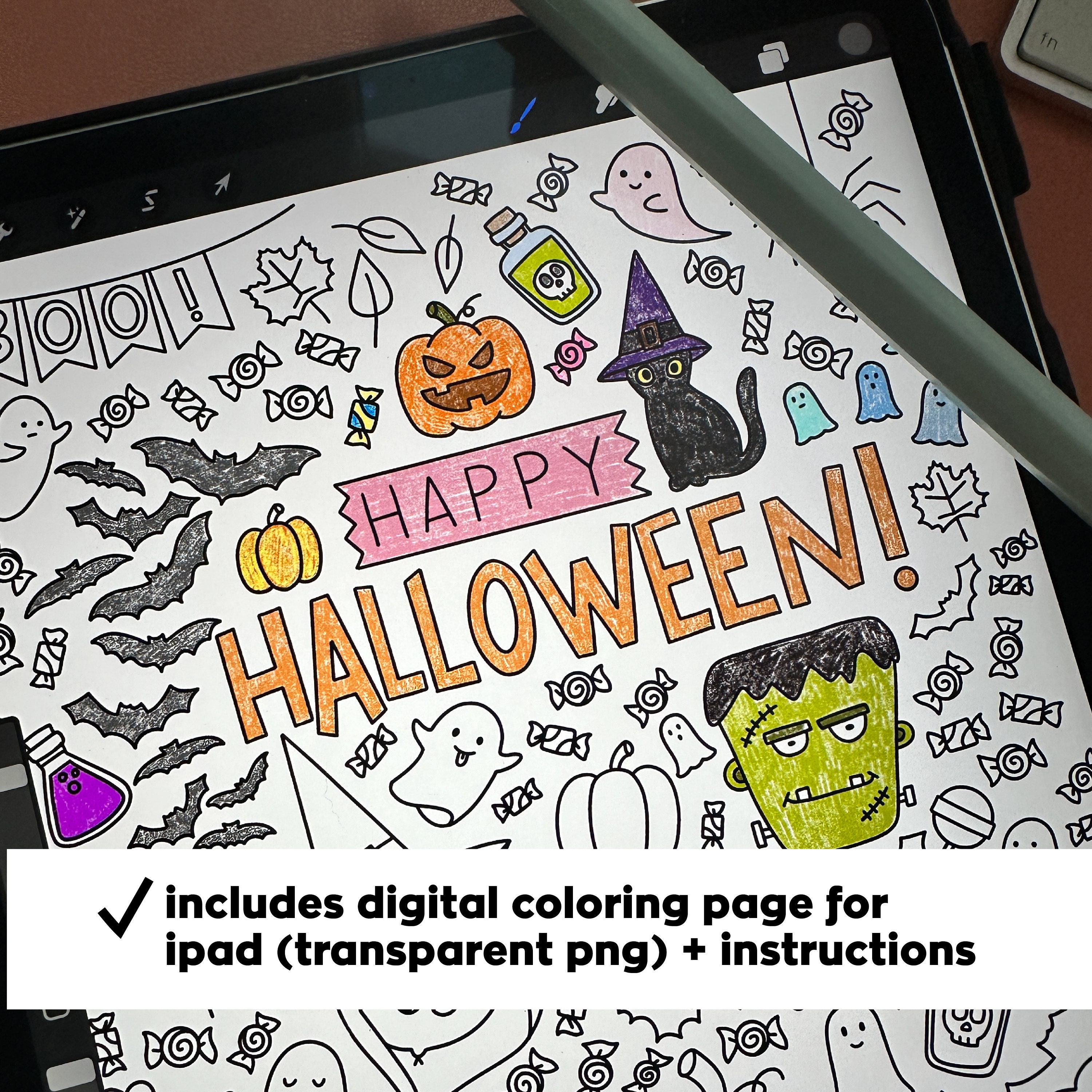 Halloween Coloring Pages Poster Printable Kids Activity - Etsy