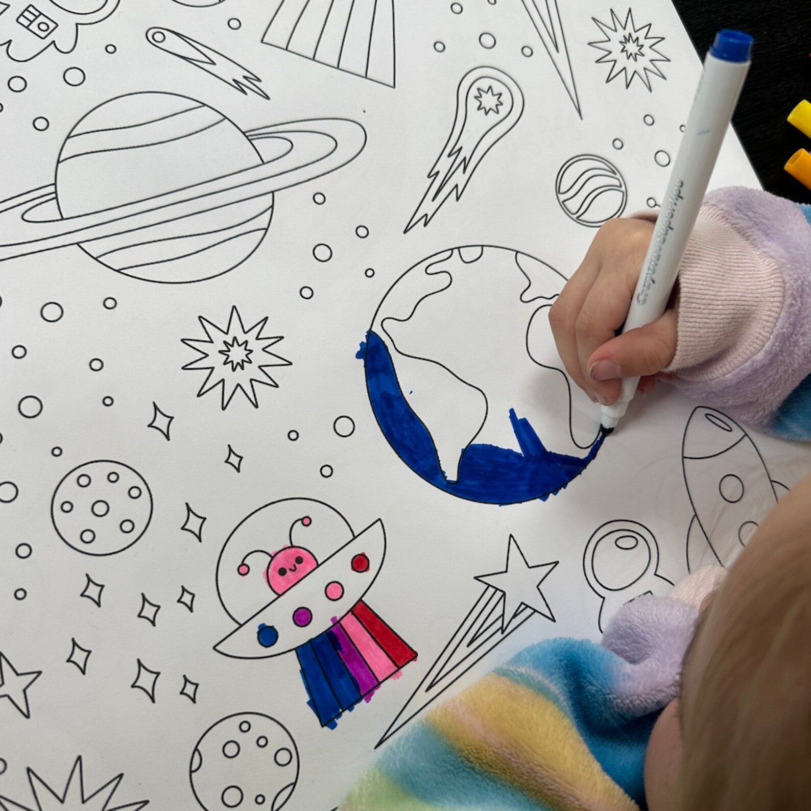 Space Planets Astronauts Coloring Page Poster Printable Bundle, Stars ...