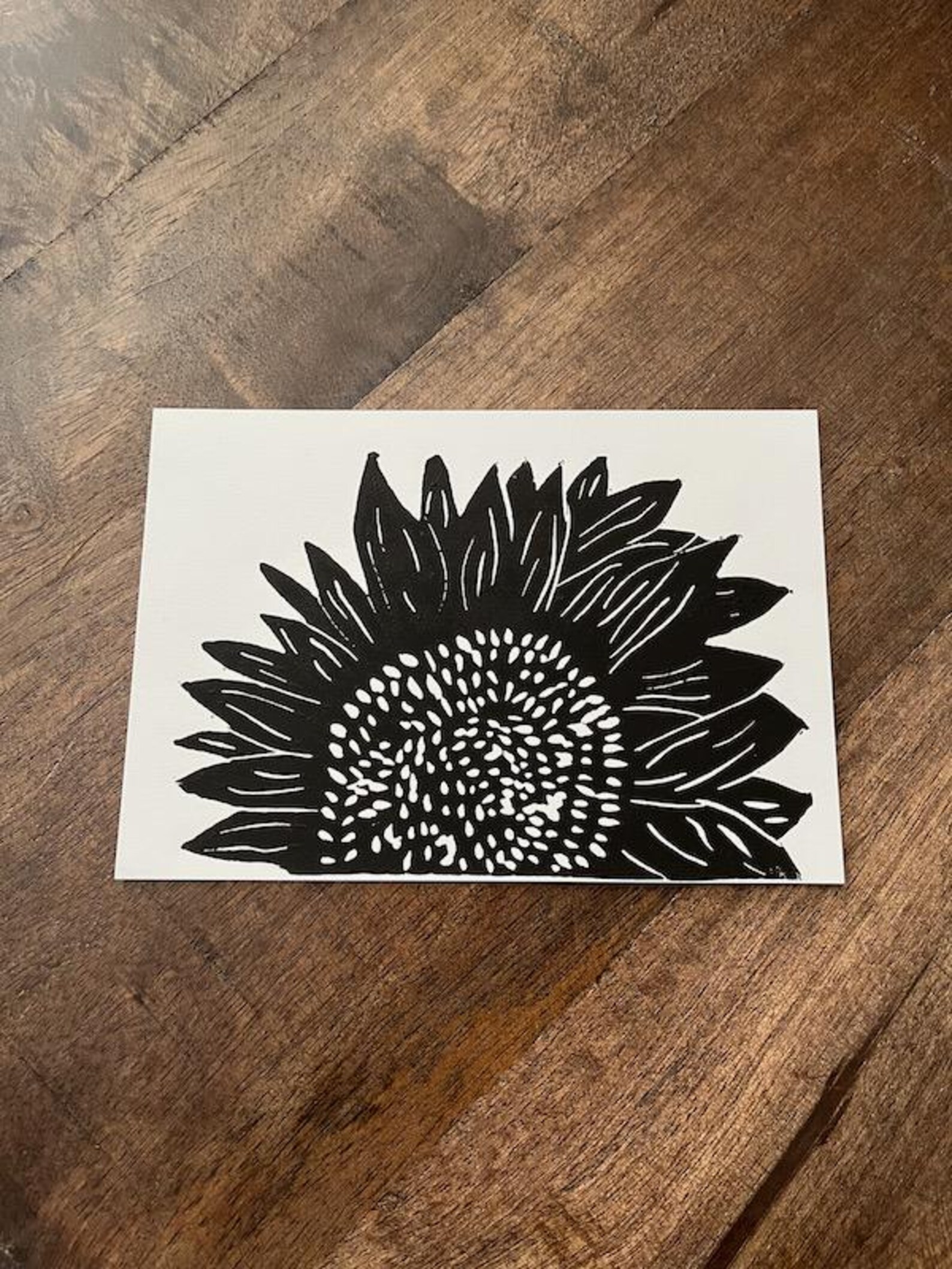 Sunflower Block Print, Sunflower Linoprint, Lino Print, Flower Art ...