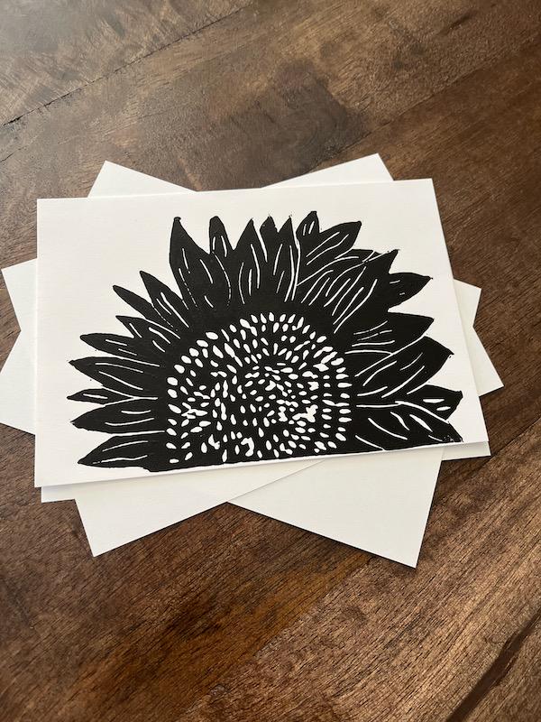 Sunflower Block Print, Sunflower Linoprint, Lino Print, Flower Art ...