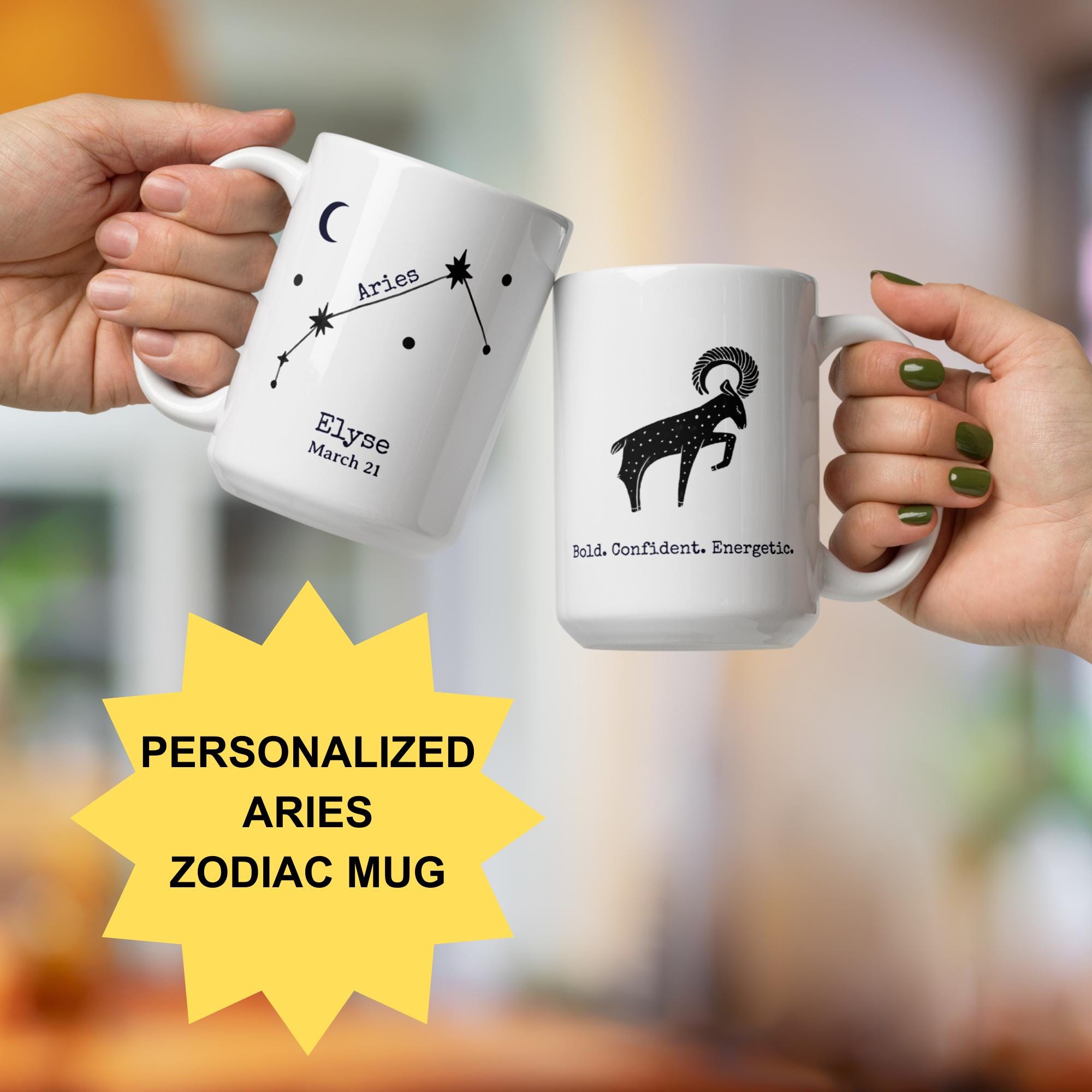 Personalized Aries Zodiac Mug, Best Friend Mug, Birthday Mug, Birth ...