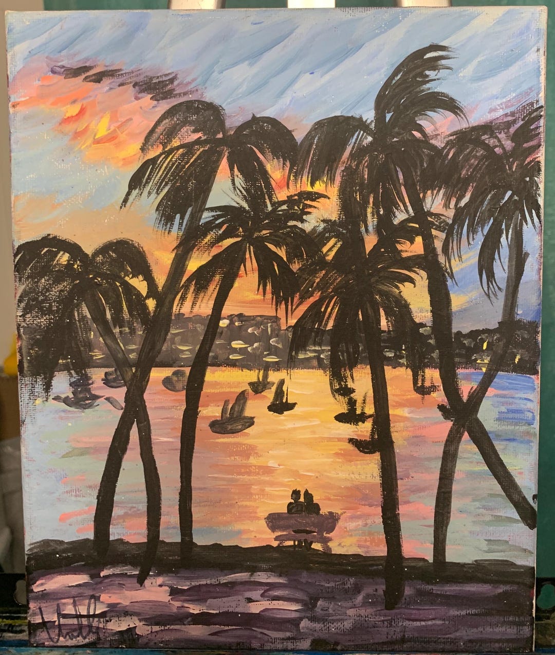 Tropical Sunset Painting - Etsy