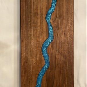 Handcrafted Walnut Charcuterie Board With Swirled Turquoise Epoxy Inlay ...