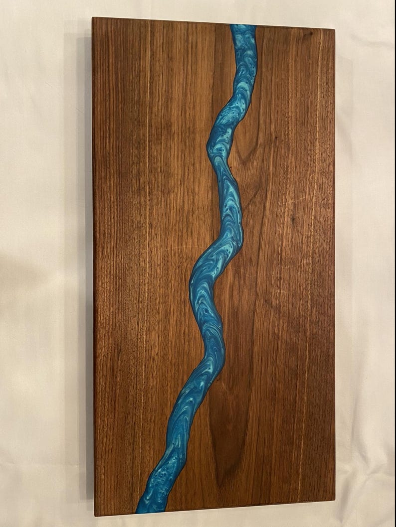 Handcrafted Walnut Charcuterie Board With Swirled Turquoise Epoxy Inlay ...