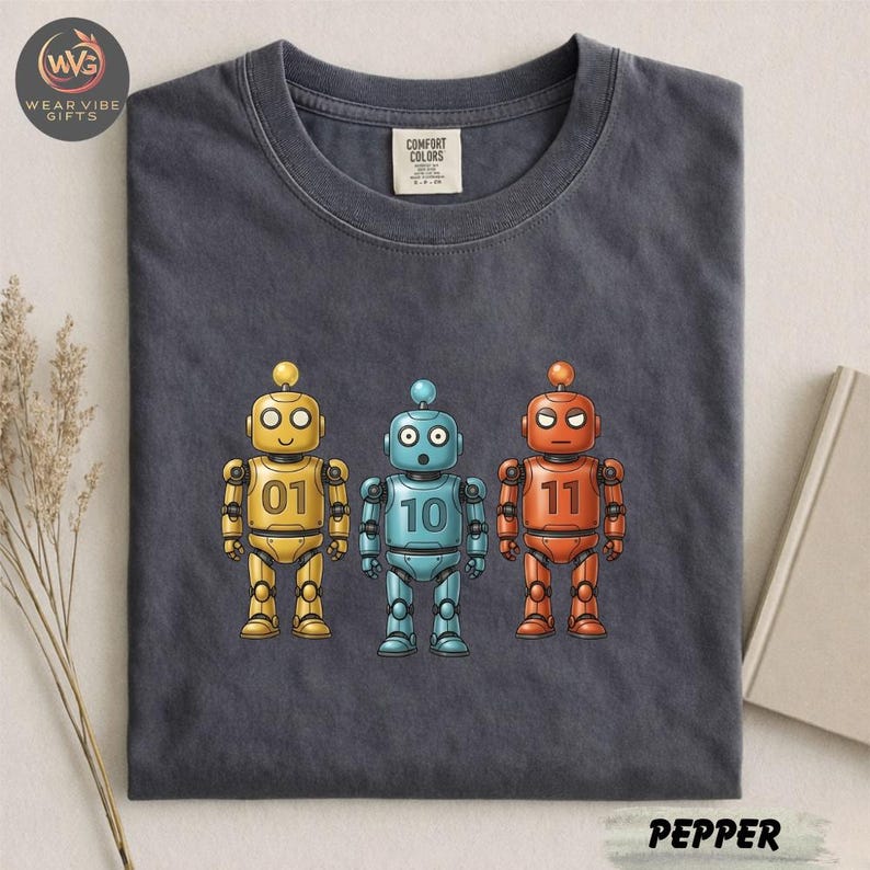 01 10 11 Robot Shirt, Binary Code Programmer Tee, Funny Coding Humor ...