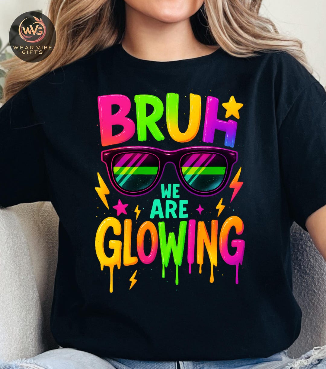 Bruh We Are Glowing Shirt, Neon Glow Party Tee, Retro 80s Glow Squad ...