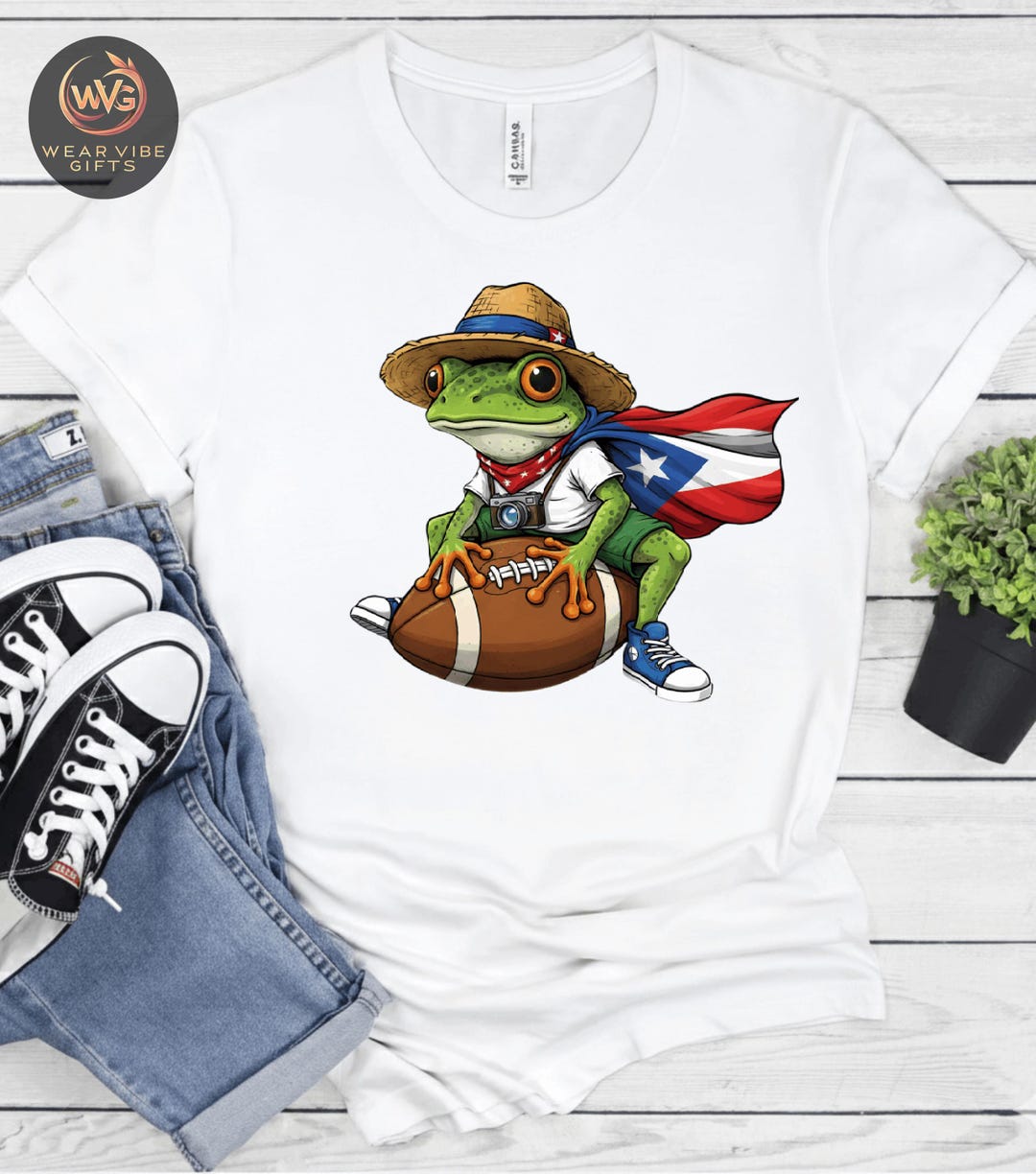 Puerto Rico Coqui Frog Football Shirt, Funny Boricua Coquí Tee, PR Flag ...