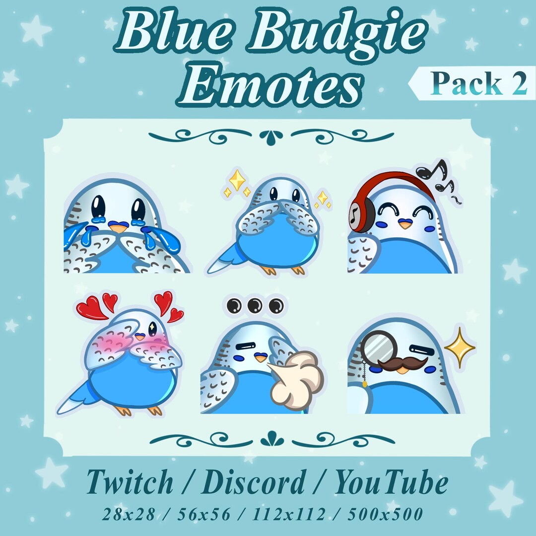 Blue Budgie Emote Bundle, Cute Emotes for Streaming and Chatting ...