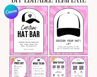 DIY Canva Hat Bar Logos Flyer Printables Template - Colorful Retro ...