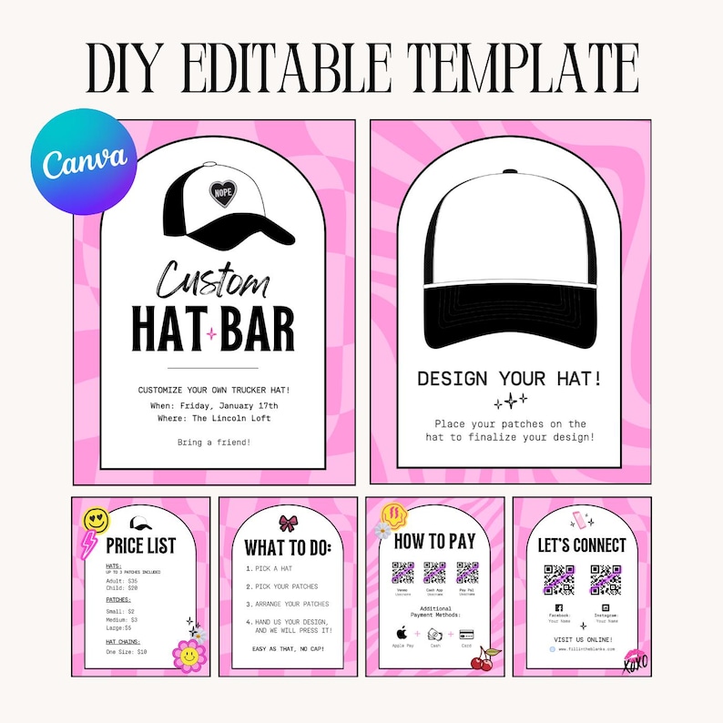 Trucker Hat Bar Template - Canva - Etsy