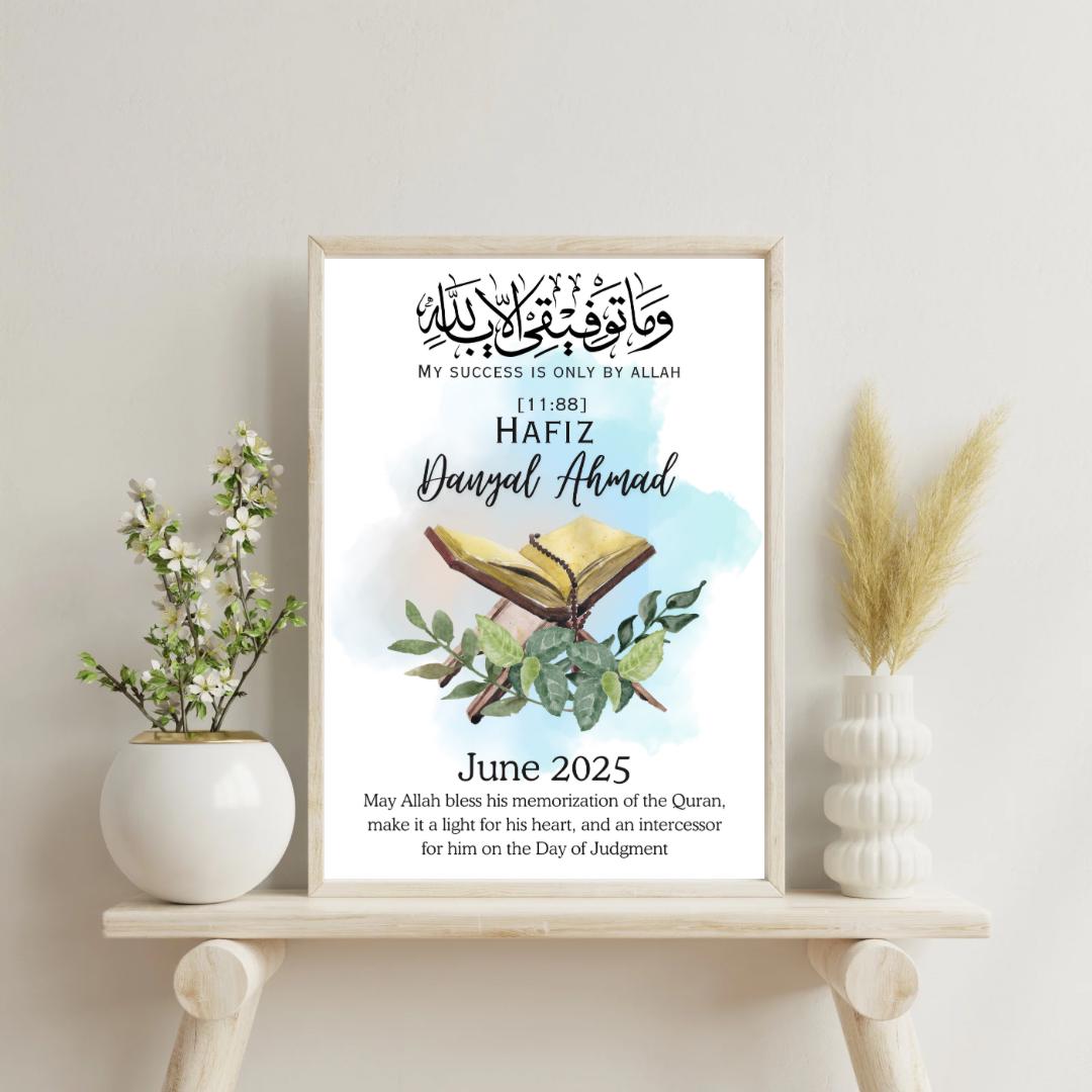 Editable Hafiz Certificate Print Template | Quran Memorization Gift ...