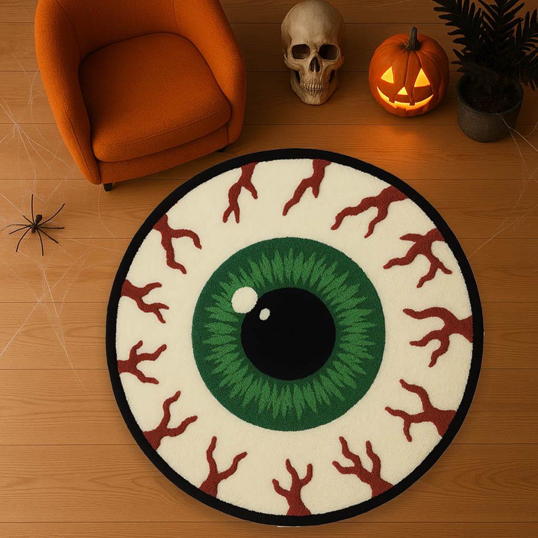 Eyeball Shaped Rug Green Iris With Bloody Veins Funny Creepy Round ...