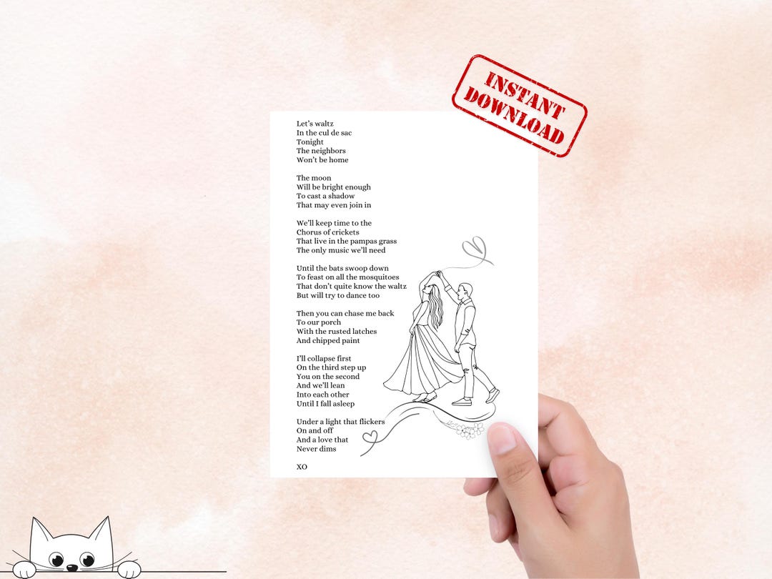 Love Poem Greeting Card, Printable 5x7 PDF (digital Download) - Etsy