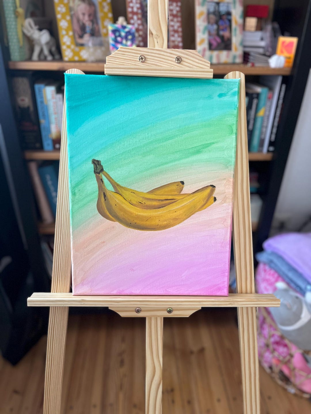 Banana Acrylic Painting Kitchen Original Art Food Still Life Fruit ...
