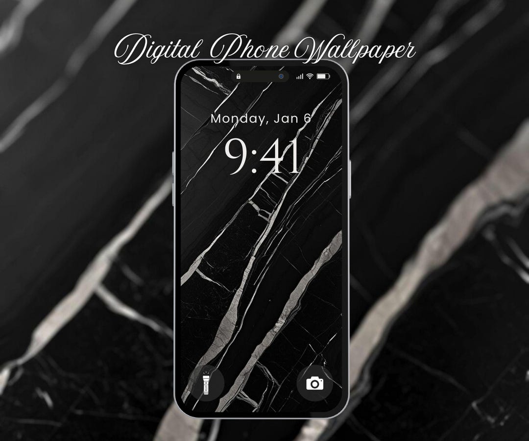 Luxury Black Marble Phone Wallpaper - Elegant High-resolution Digital ...