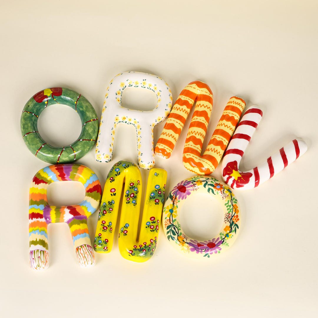 Custom Handmade Ceramic Alphabet Handpainted Letters Personalized Name ...