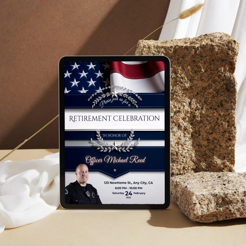 Police Retirement Invitation Template: Editable Law Enforcement Tribute ...