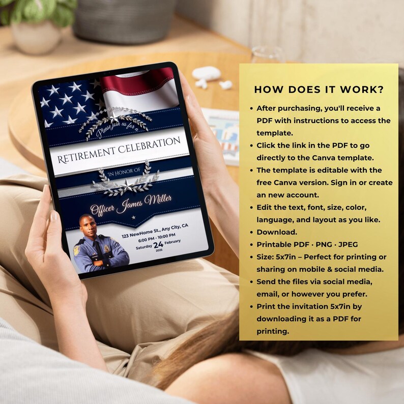 Police Retirement Invitation Template: Editable Law Enforcement Tribute ...