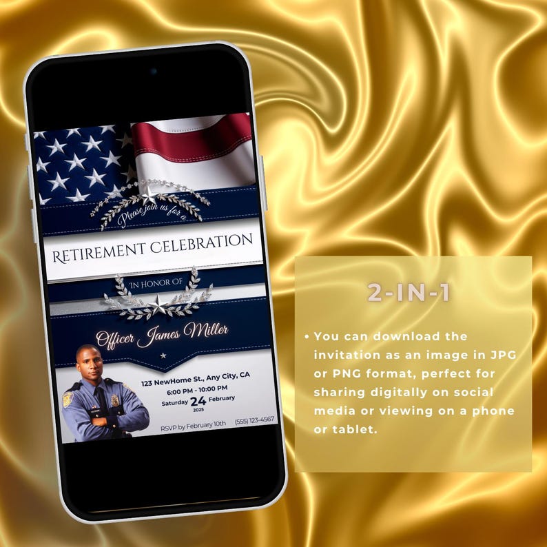 Police Retirement Invitation Template: Editable Law Enforcement Tribute ...