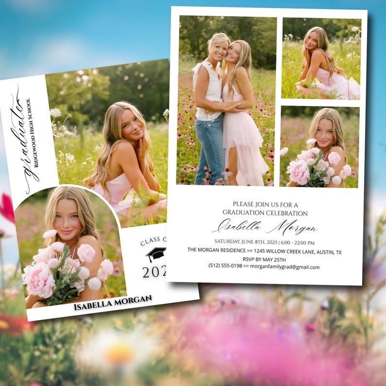 Editable Grad Party Invite With Photo, Senior Announcement Card ...