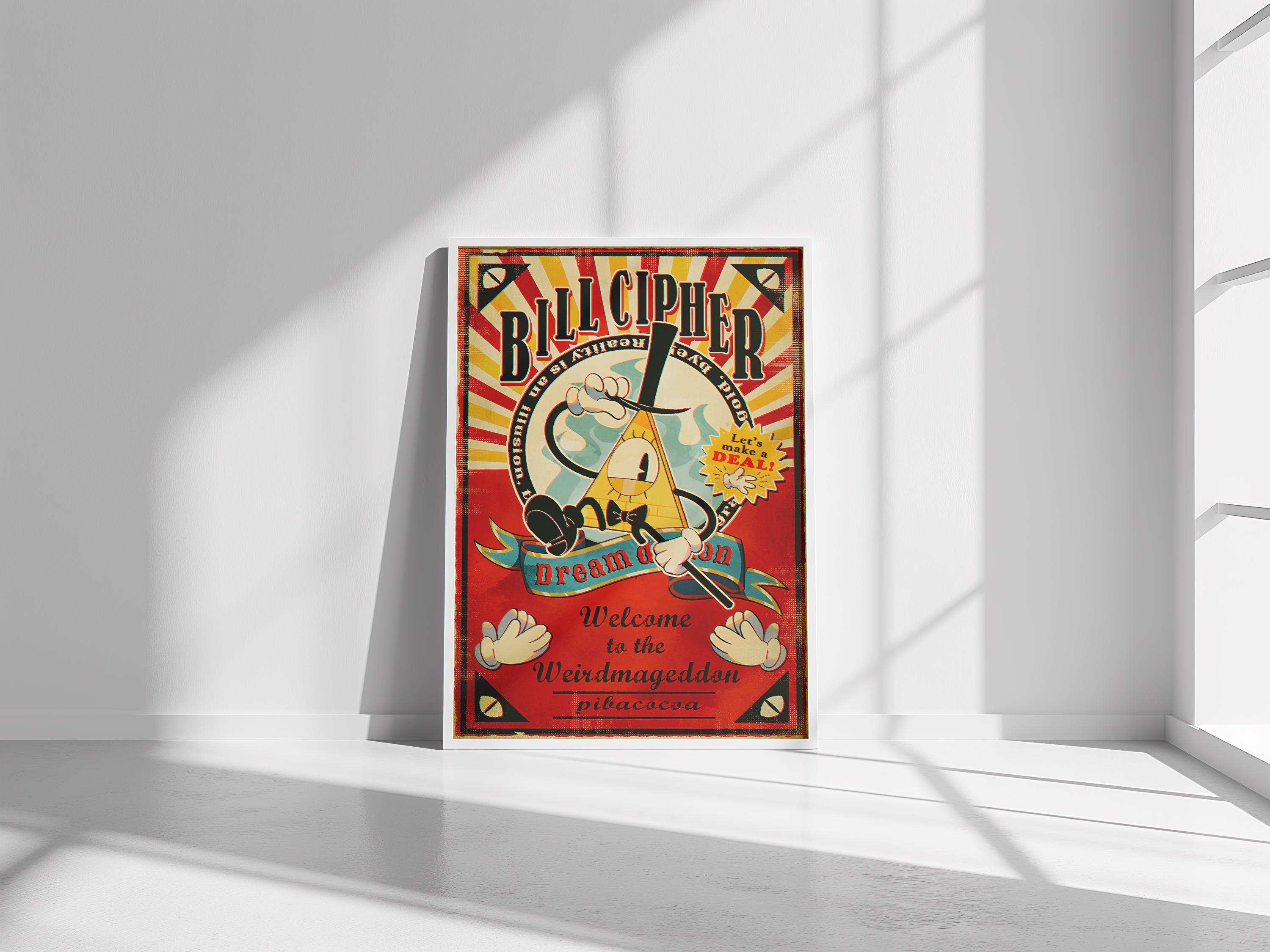 Gravity Falls Poster, Bill Cipher Weirdmageddon Poster, Vintage Poster ...
