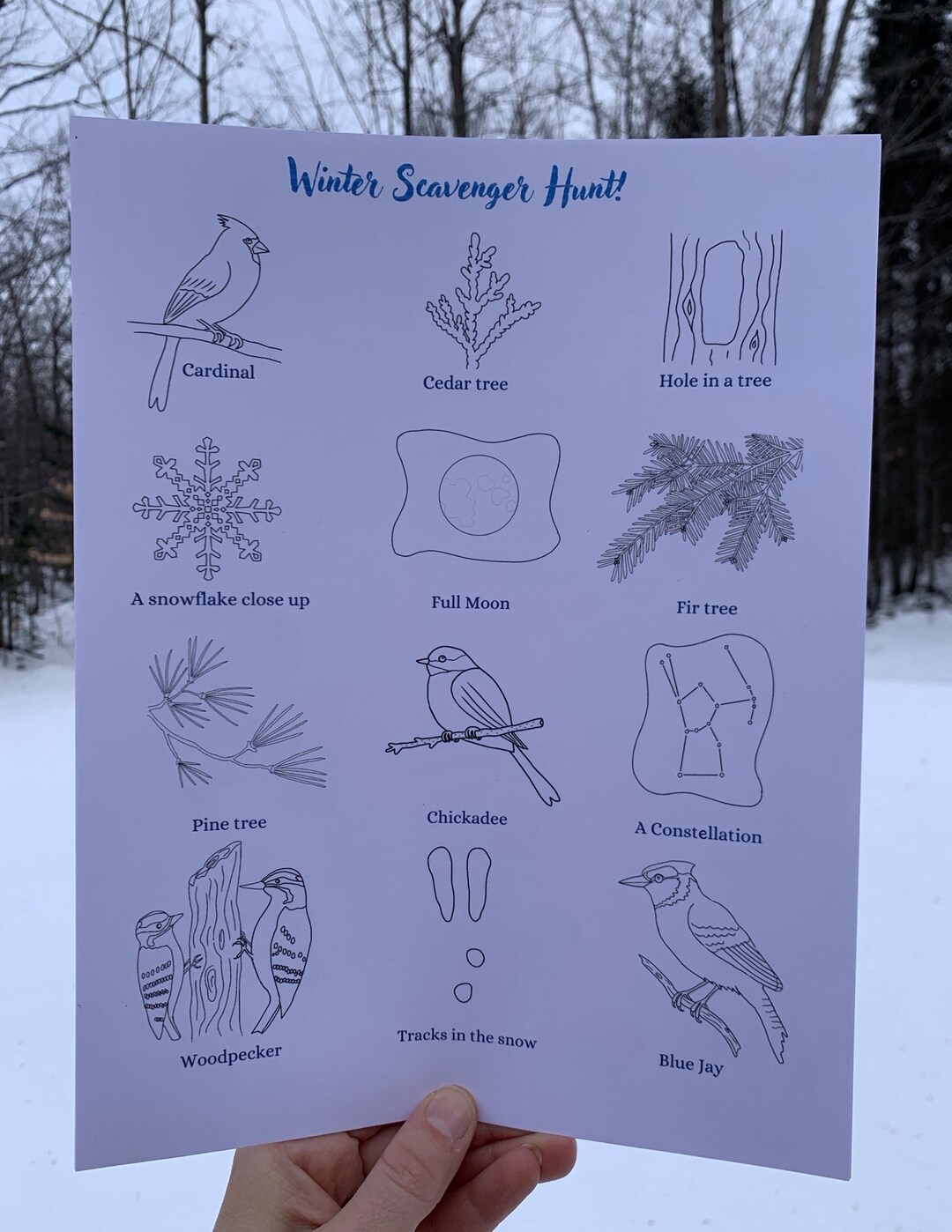 Winter Scavenger Hunt Coloring Page - Etsy
