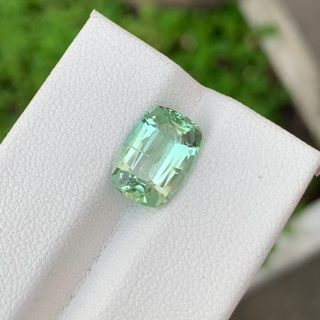 3.64 CT Long Cushion-cut Seafoam Green Tourmaline – Afghan Origin ...