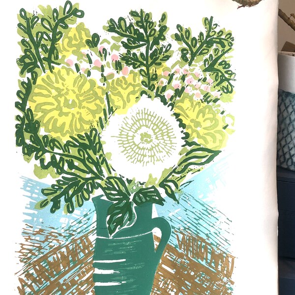 Flower Linocut - Etsy