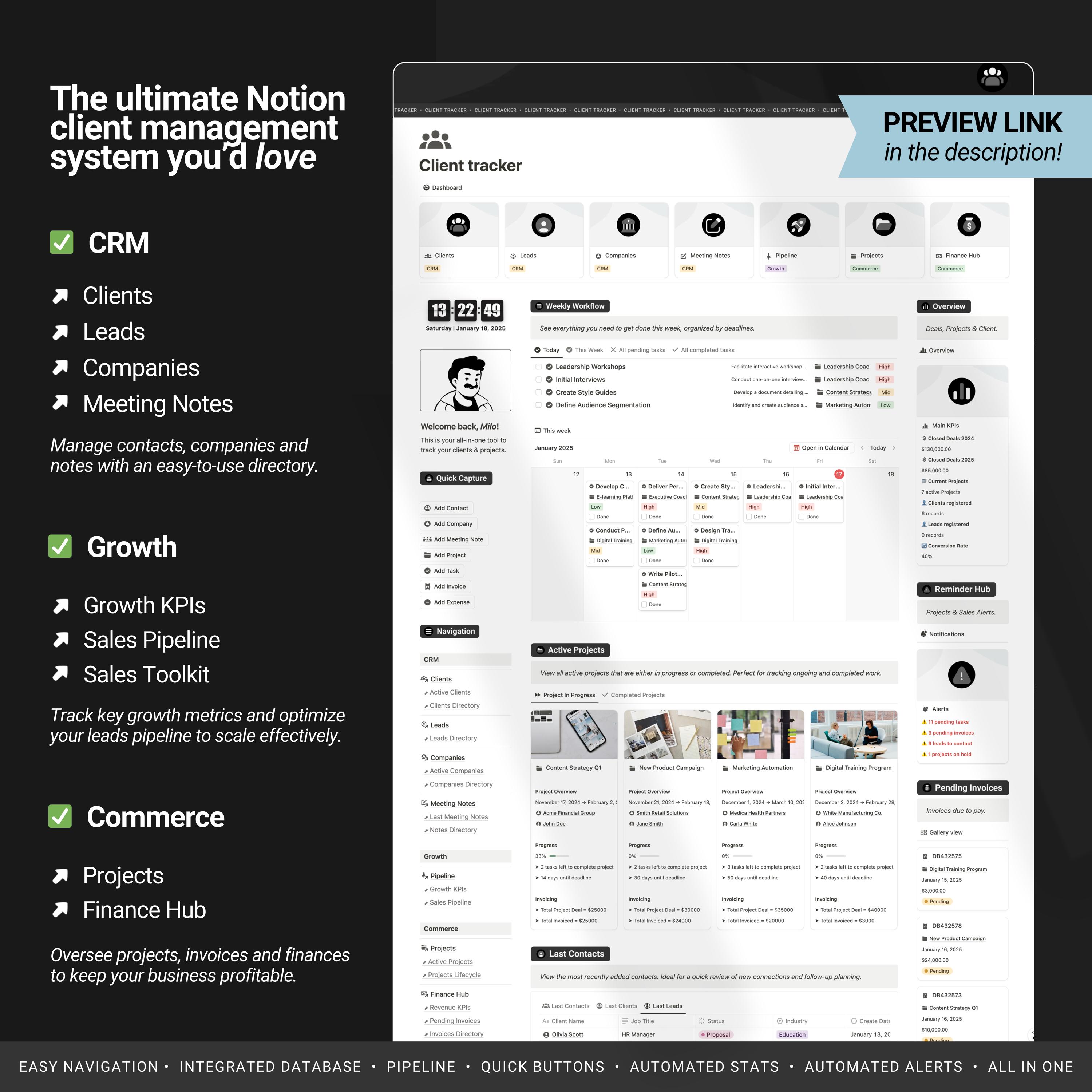 Notion CRM Client Tracker Template | Client Management, Project Tracker ...