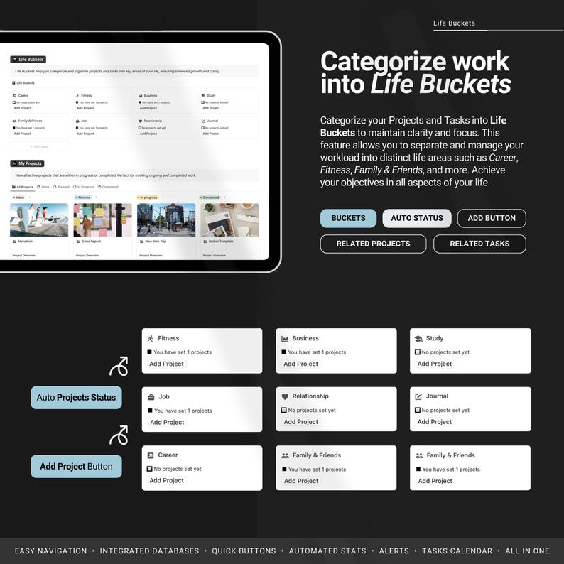 Notion Task Planner Template | Minimal Weekly & Monthly Planner for ...