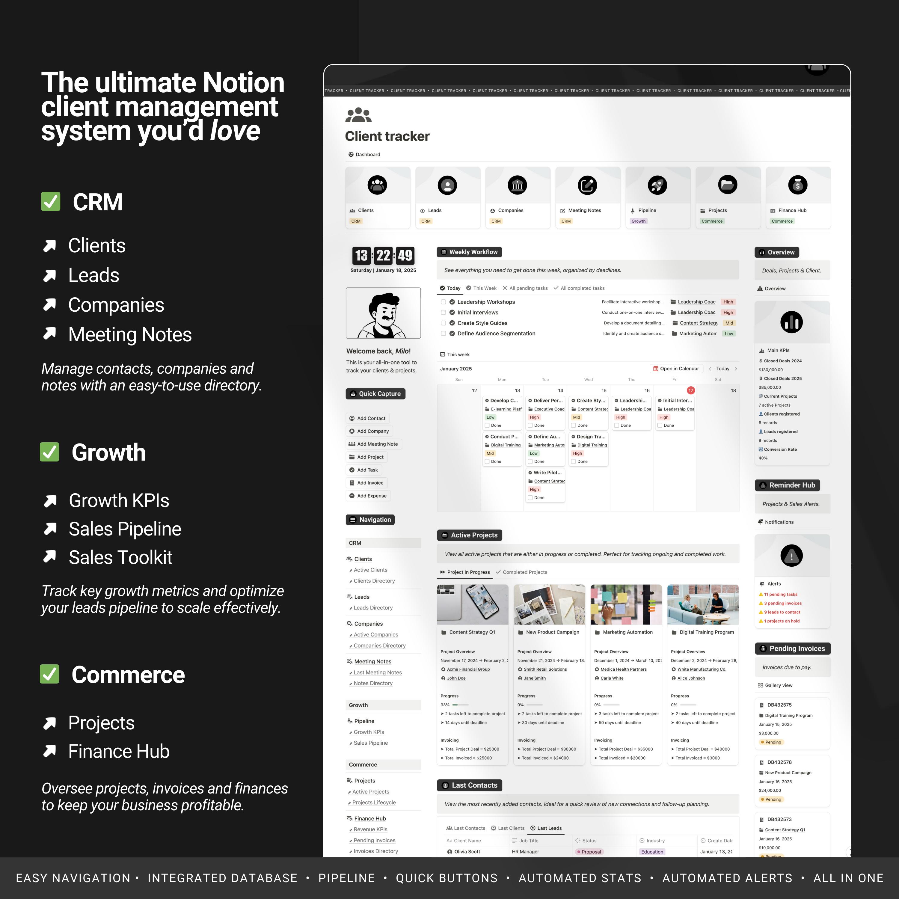 Notion CRM Client Tracker Template | Client Management, Project Tracker ...
