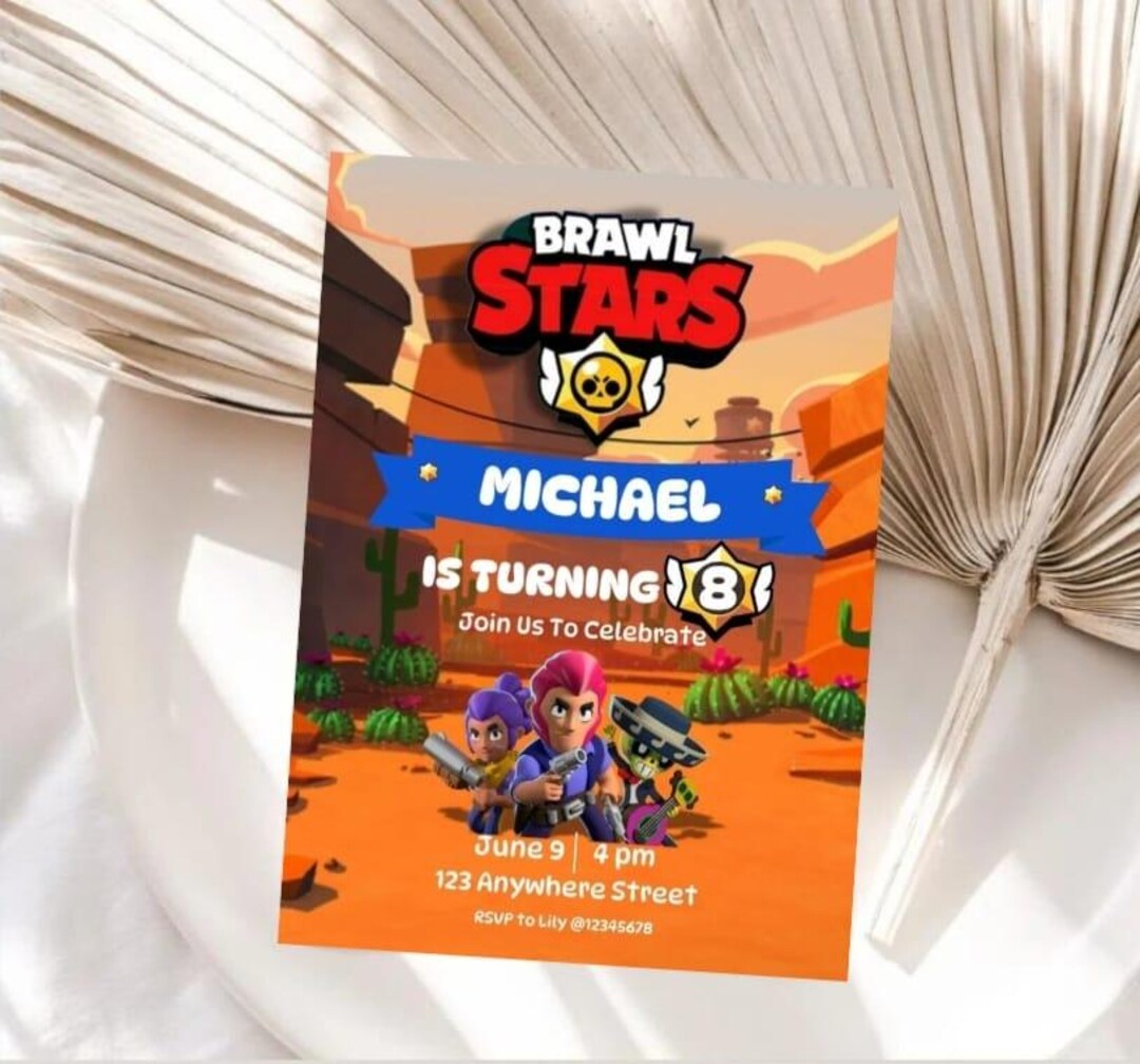 Brawl Stars Birthday Invitation for Kids Birthday Party - Etsy