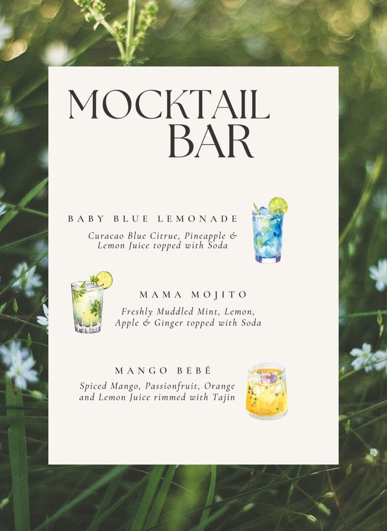 Mocktail Menu Baby Shower - Etsy