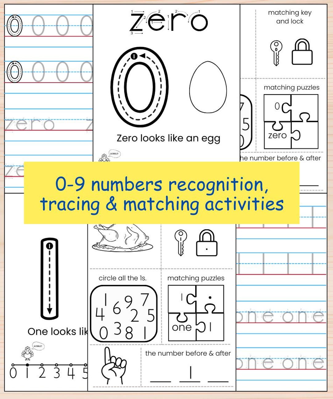 Thanksgiving Number Tracing Worksheets: Preschool Math Printable (PDF ...
