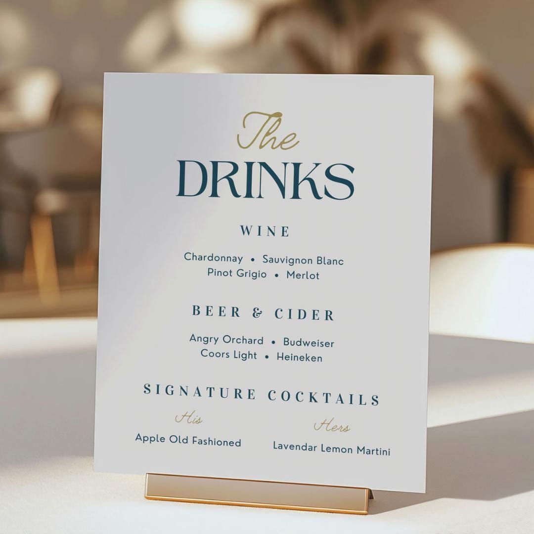 Wedding Bar Menu Signature Drinks Sign Template His and Her Drinks ...