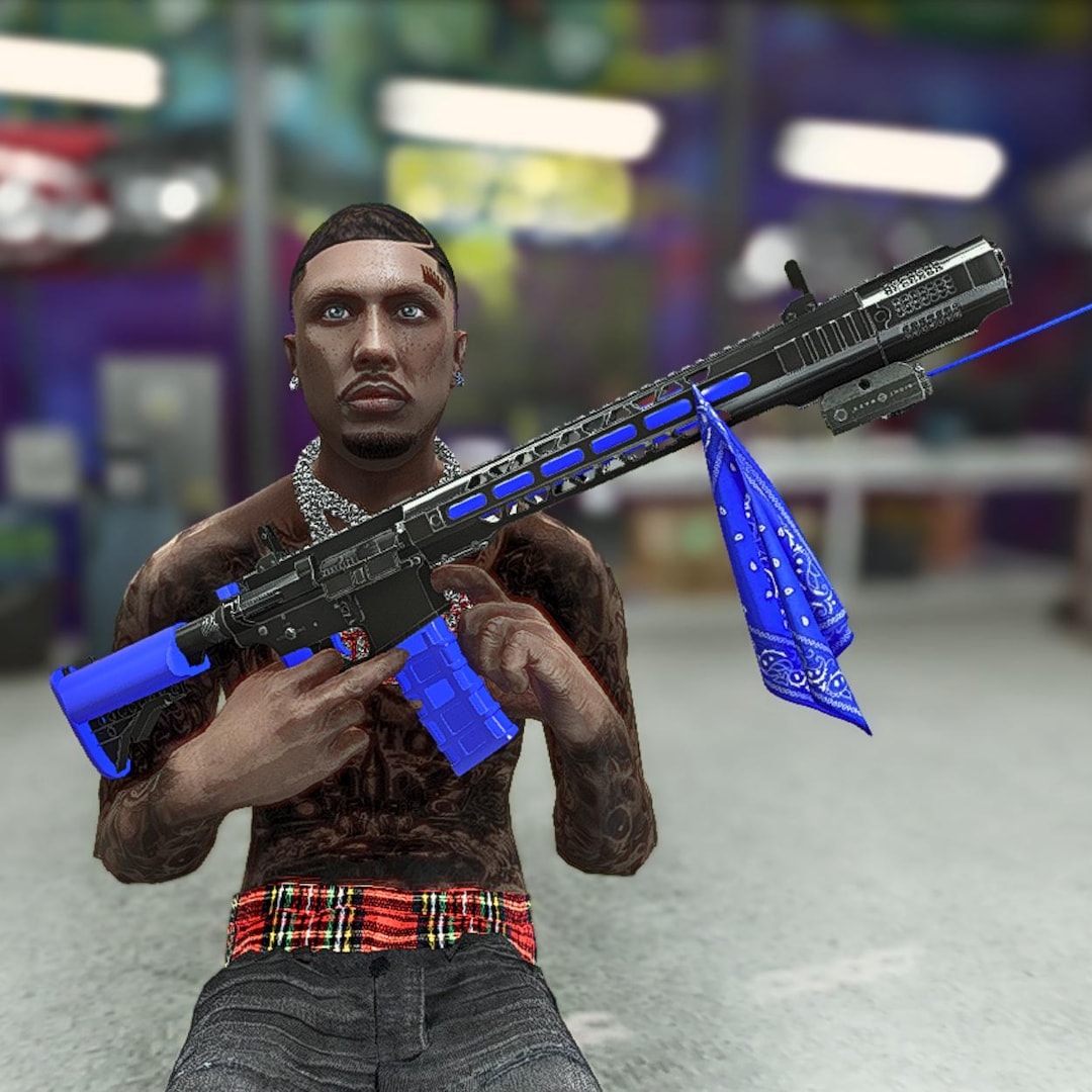 Custom Blue Flag Carbine Rifle – Unique GTA V Weapon With Blue Stock ...