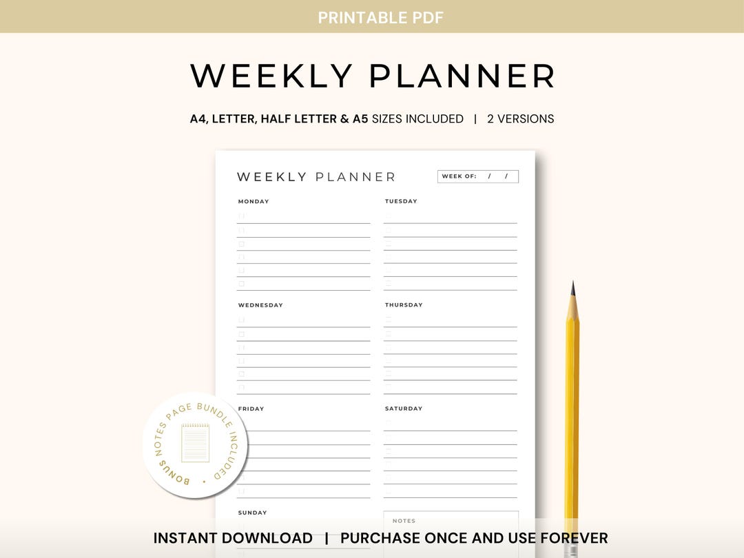 Weekly Organizer Printable, Weekly Schedule, Weekly Planner to Do List ...