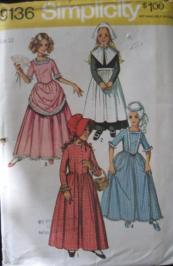 Items similar to Simplicity 9136 Girls Puritan centennial 18th and 19th ...