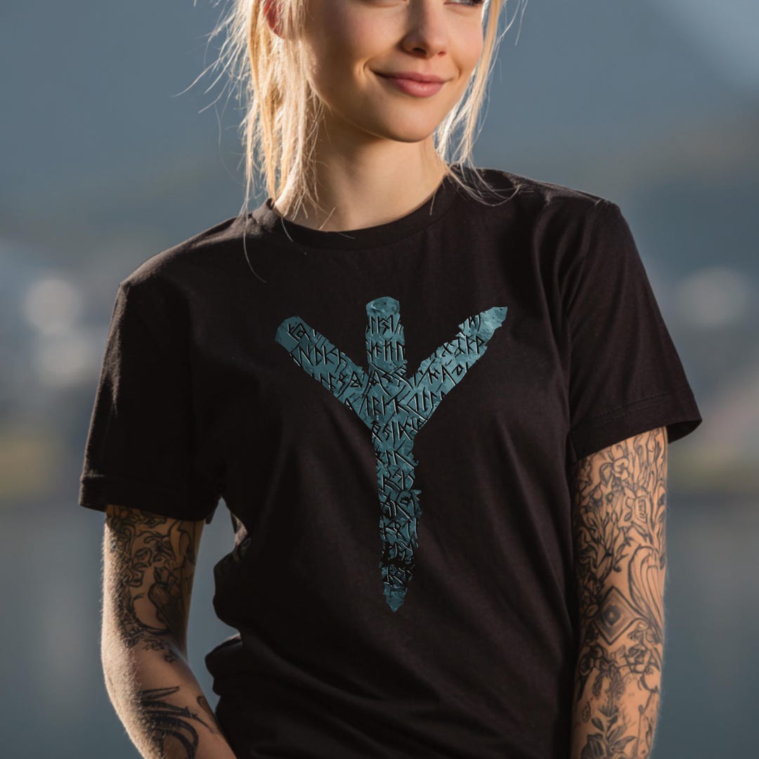 Algiz Rune T-shirt - Spiritual Protection Symbol of the Elder Futhark ...