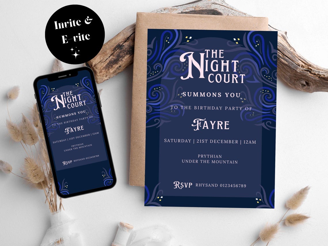 ACOTAR Invite Template, the Night Court Party Invitation, ACOMAF,A ...