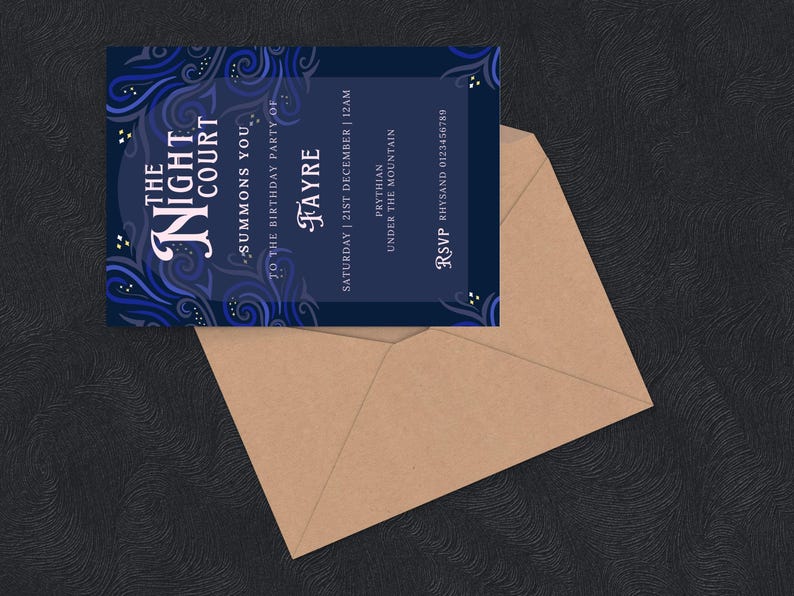ACOTAR Invite Template, the Night Court Party Invitation, ACOMAF,A ...