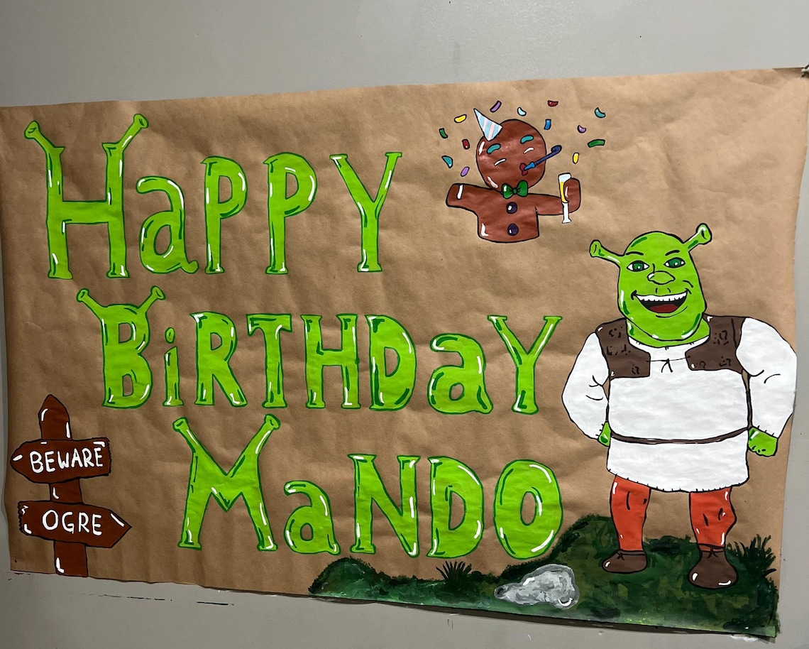 Shrek Custom Painted Banner Birthday Party - Etsy