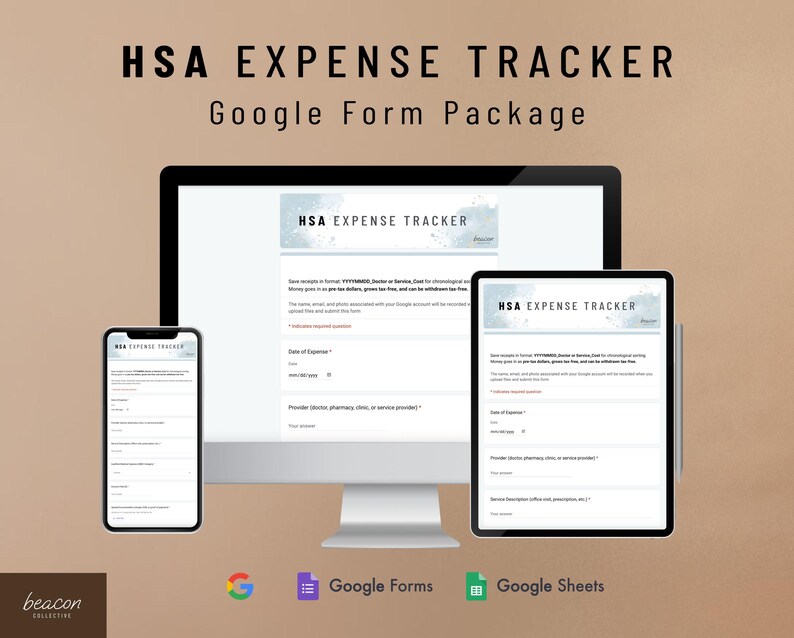 HSA Expense Tracker (google Form) | Receipt Upload | Digital Template ...