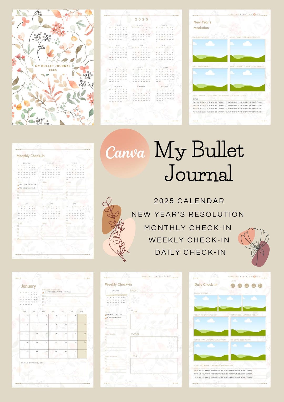 2025 Bullet Journal Canva Template, Journal Template, Printable Journal ...