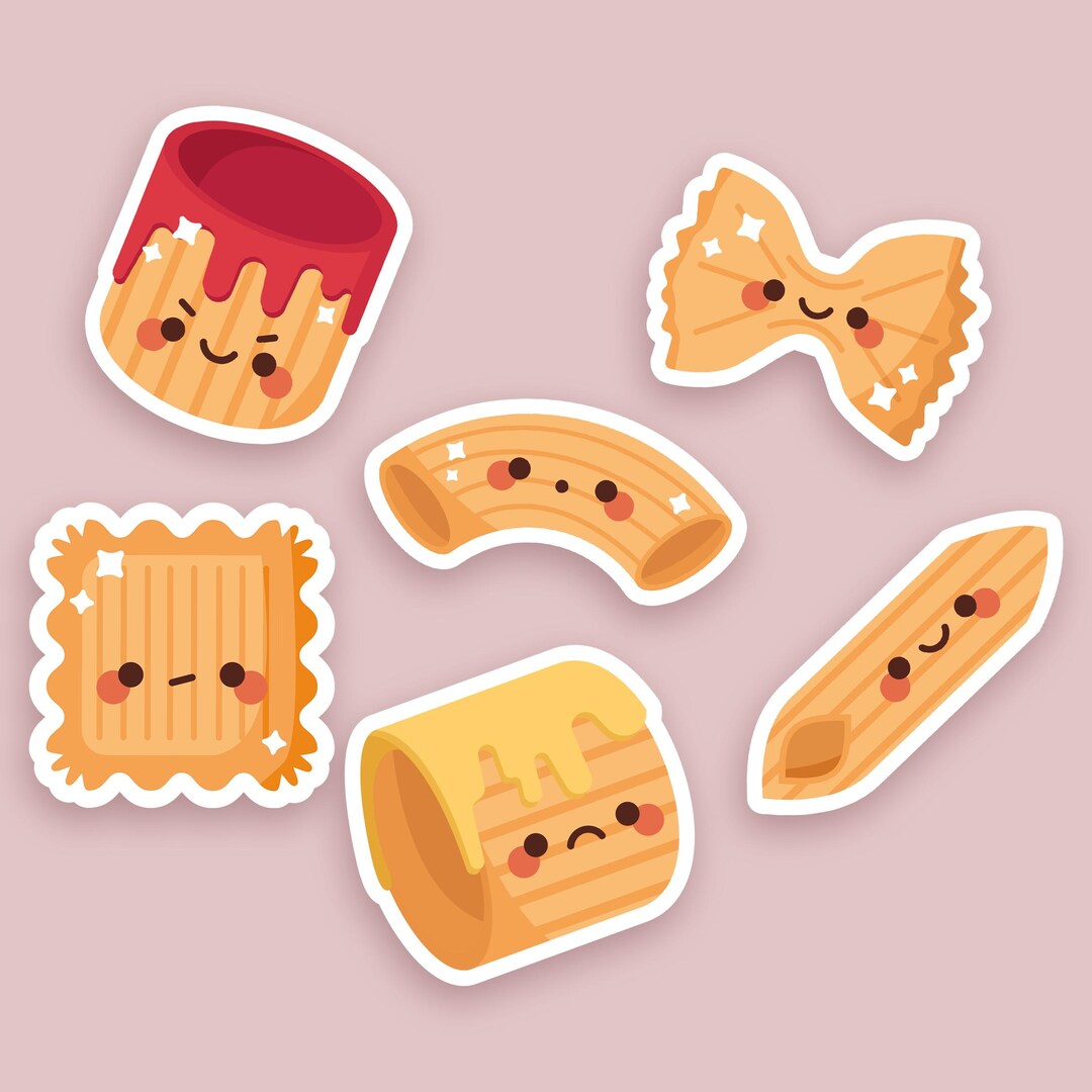 Pasta Shapes With Personalities Matte Sticker Flakes Stickers for ...