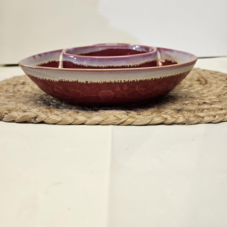 Red Drip Pottery LTD Chip and Dip, Soup and Crackers Serving Dish - Etsy