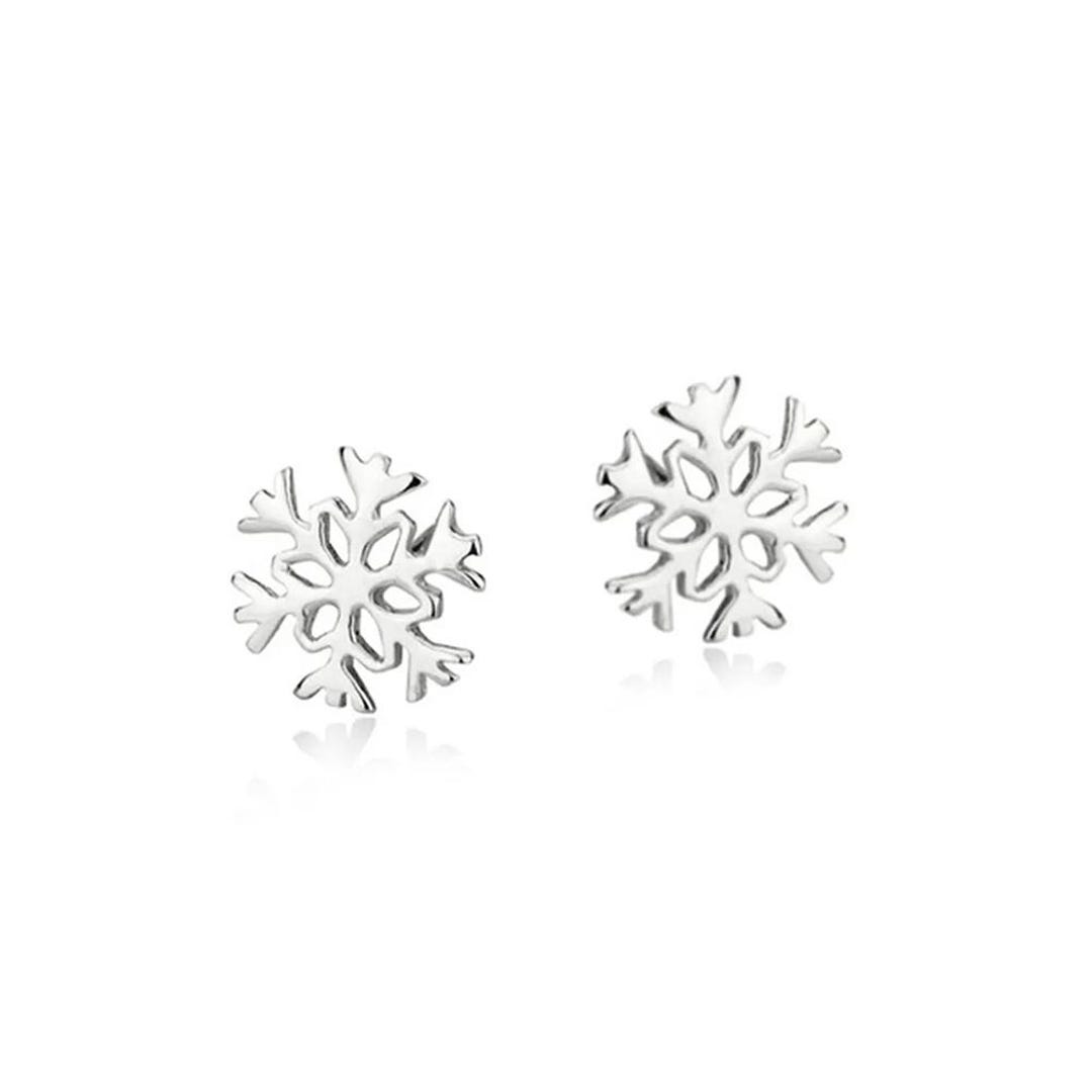 Dainty Platinum Snowflake Stud Earrings, Platinum Plated - Etsy