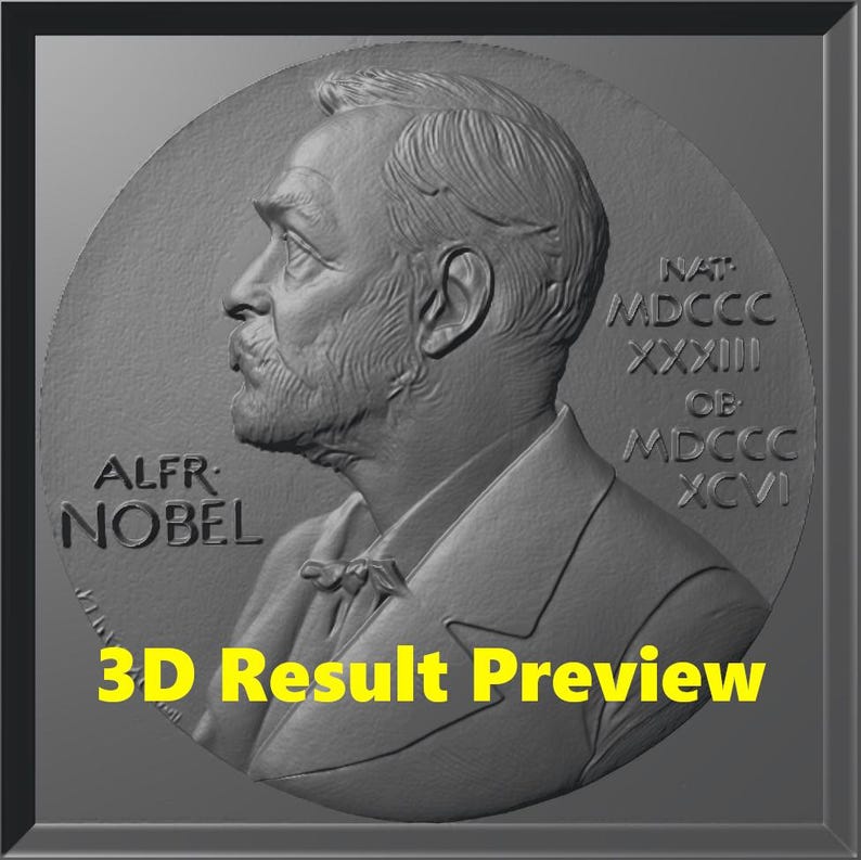 Nobel Prize Medal Depth Maps, True Grayscale Depth Maps for Laser ...