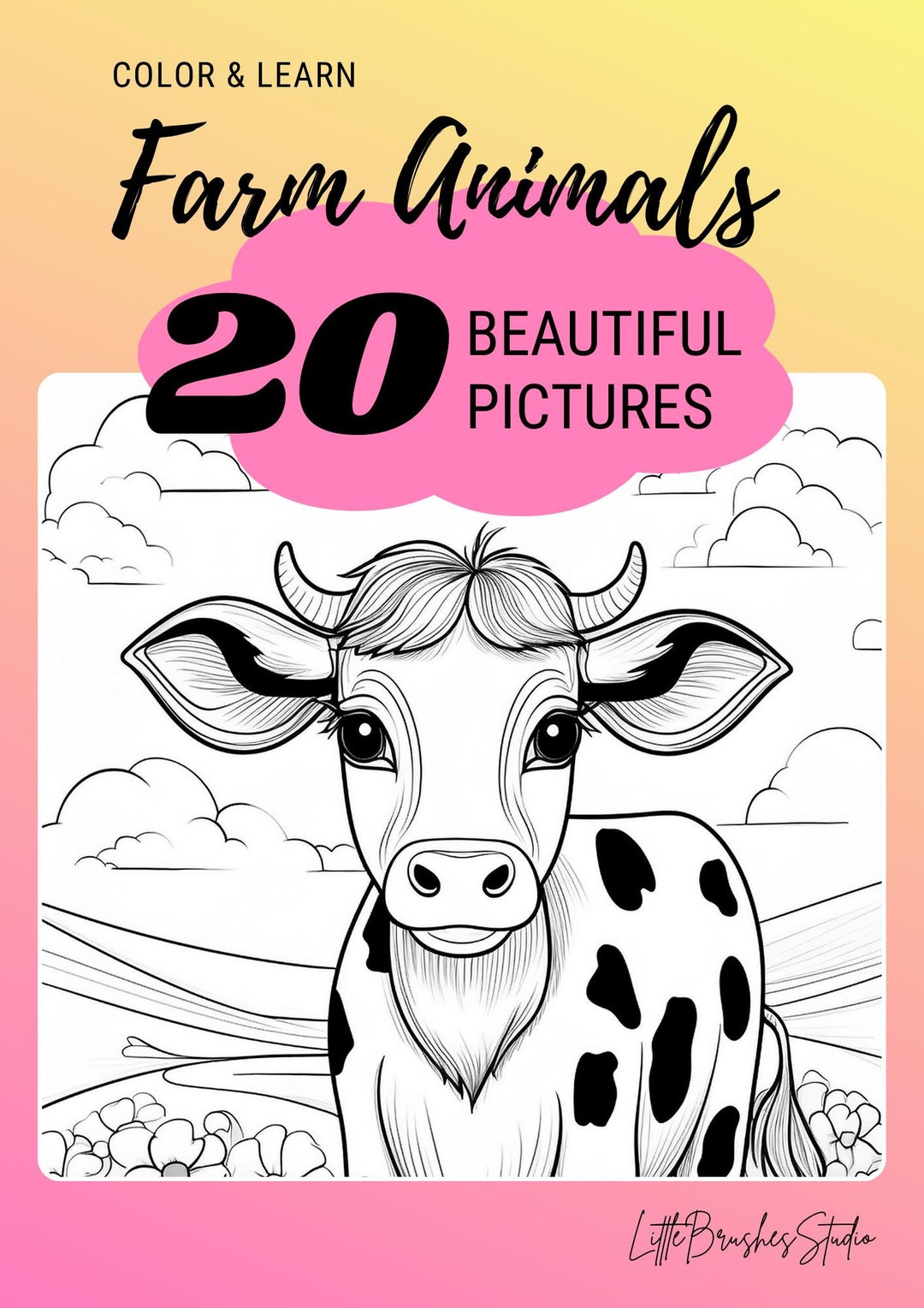 Farm Animals Coloring Book, Printable Coloring Pages, Instant Download ...